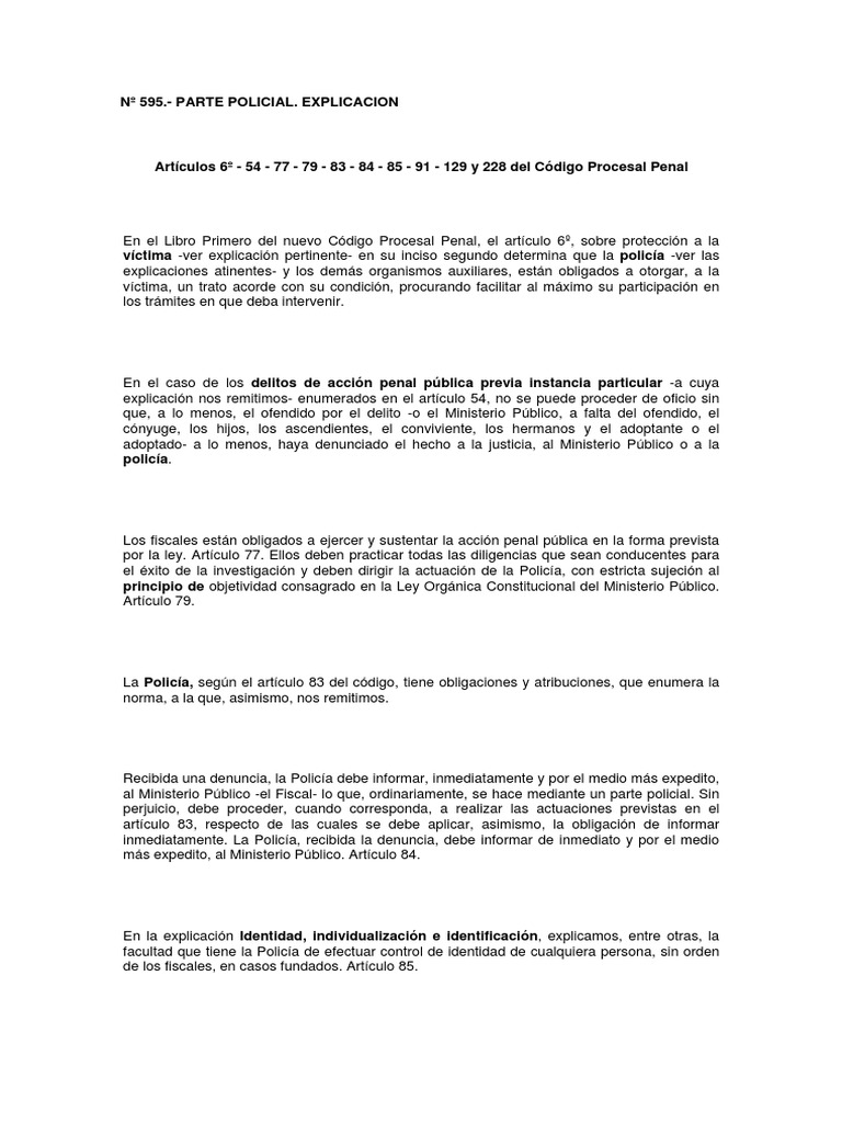 Parte Policial. Explicacion | PDF | Policía | Fiscal