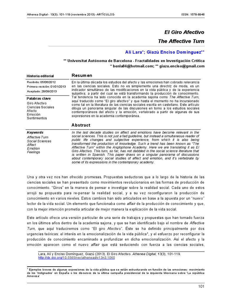 El Giro Afectivo The Affective Turn | PDF