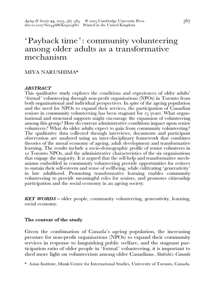 'Payback Time' Community Volunteer | PDF | Volunteering | Motivation