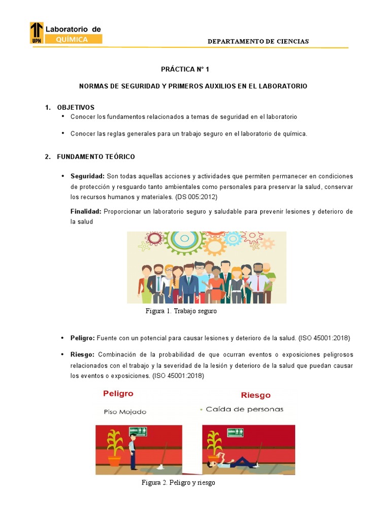 Práctica N 1 - Normas de Seguridad y Primeros Auxilios en Laboratorio | PDF | Laboratorios ...
