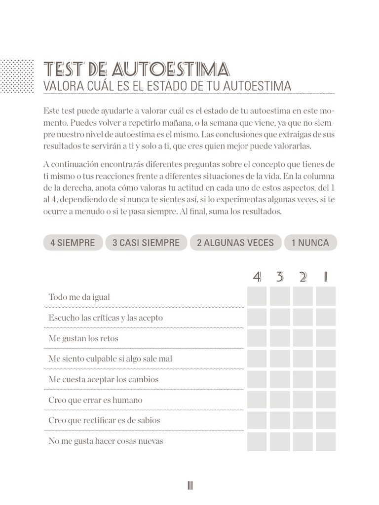 Test de Autoestima | PDF