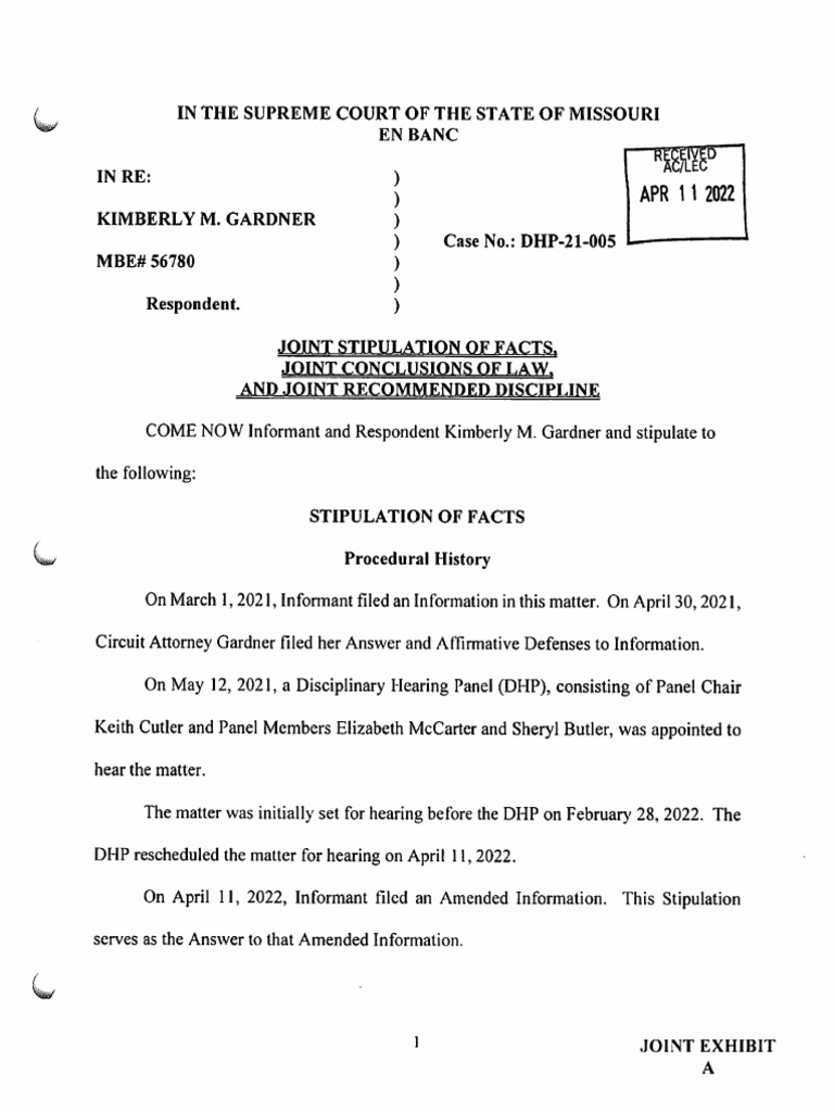 Court Filing: Joint Stipulation of Facts, Joint Conclusions of Law, and ...