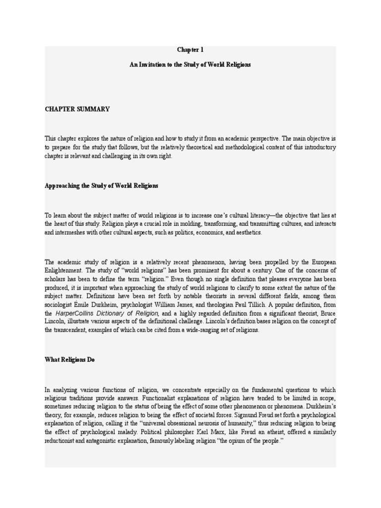 Chapter 1 An Invitation To The Study of World Religions | PDF