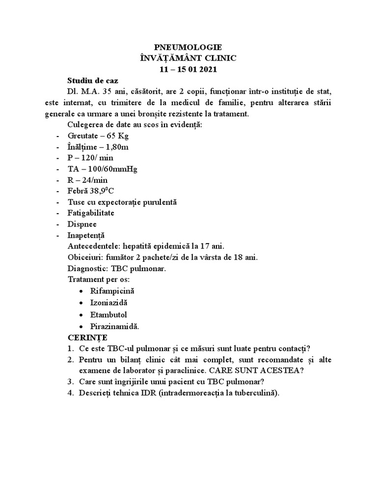 Pneumologie Tema 5 | PDF