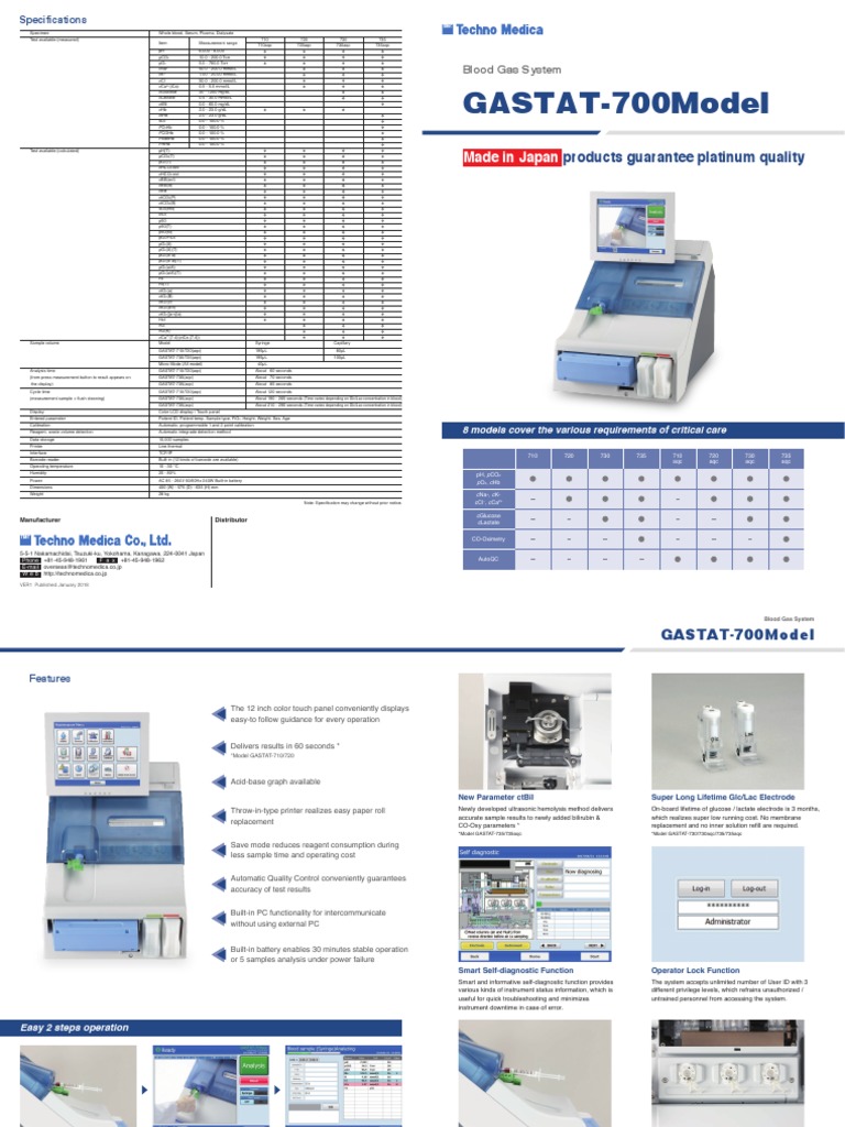 GASTAT Blood Gas Analyzer Overview | PDF
