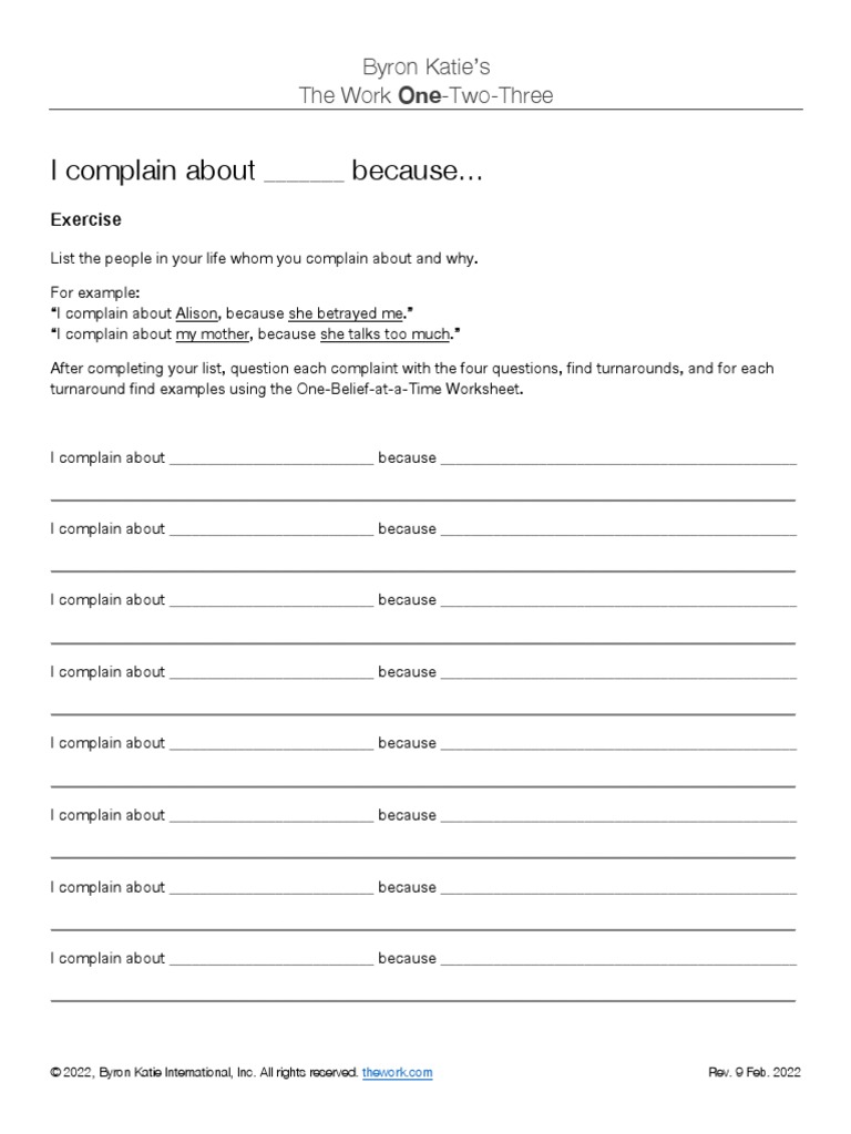 Byron Katies The Work One Two Three | PDF