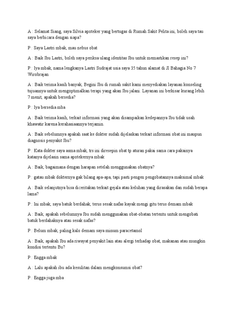 Dialog Pasien Dan Apt-1 | PDF | Kesehatan Holistik | Gaya Hidup