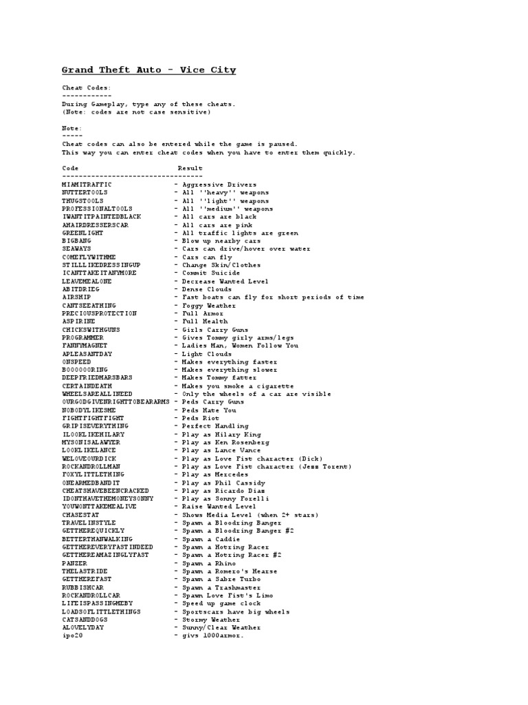 Cheat Book | PDF | Transport