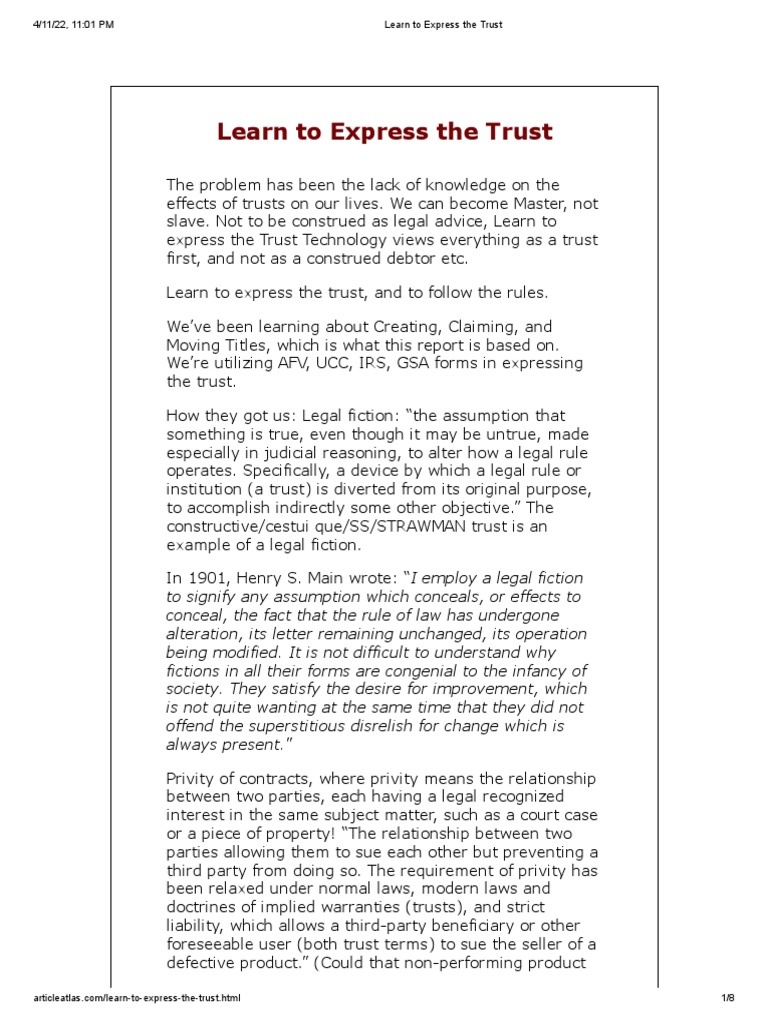 Learn To Express The Trust | PDF
