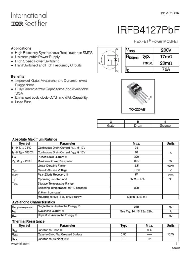 Infineon IRFB4127 DataSheet v01 - 01 EN | PDF