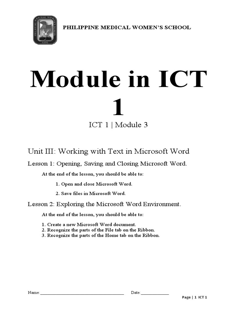 ICT 1 Module 3 Unit3 Lesson 1 and 2 | PDF | Computers