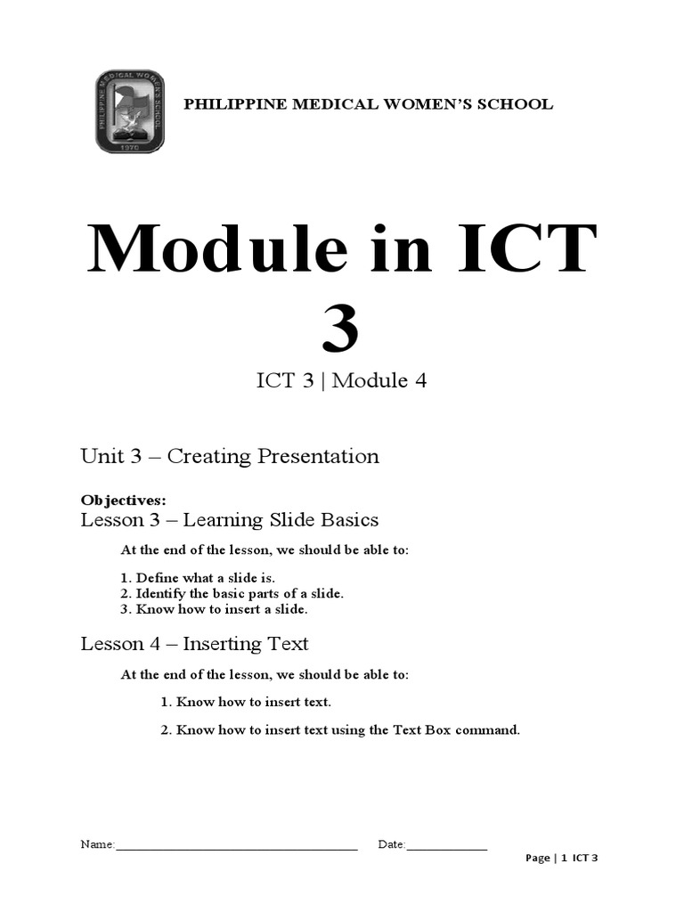 ICT 3 Module 4 Unit 3 Lesson 3&4 | PDF | Cursor (User Interface) | Icon ...
