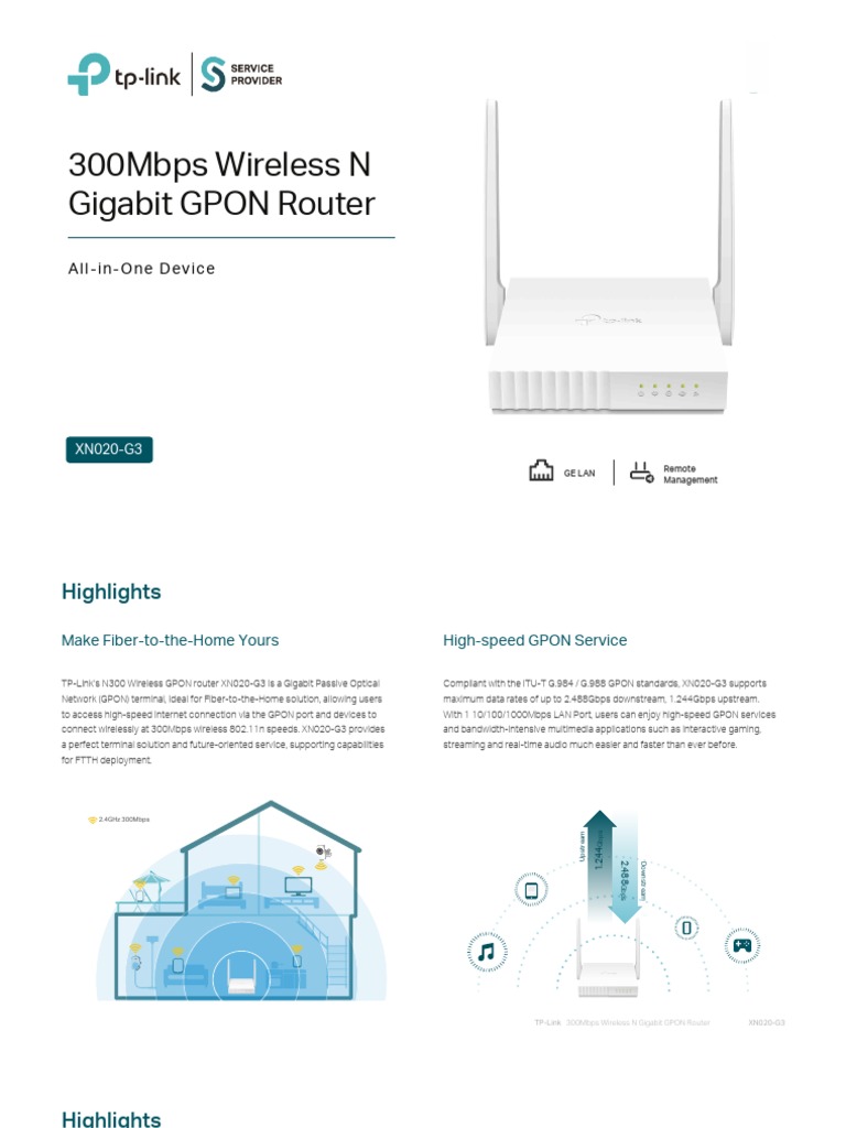 300Mbps Wireless N Gigabit GPON Router: All-in-One Device | PDF | Wi Fi ...