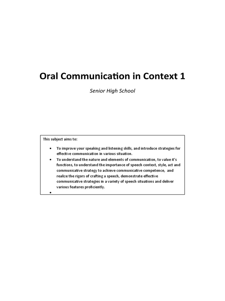 Oral Communication 1 | PDF | Communication | Nonverbal Communication