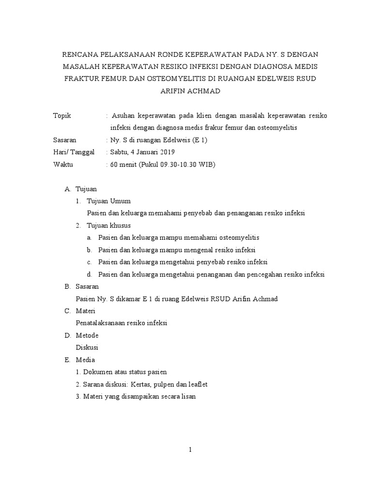 Sap Ronde Keperawatan Manajemen Edelweis Revisi | PDF | Pengembangan Diri | Kesehatan Holistik