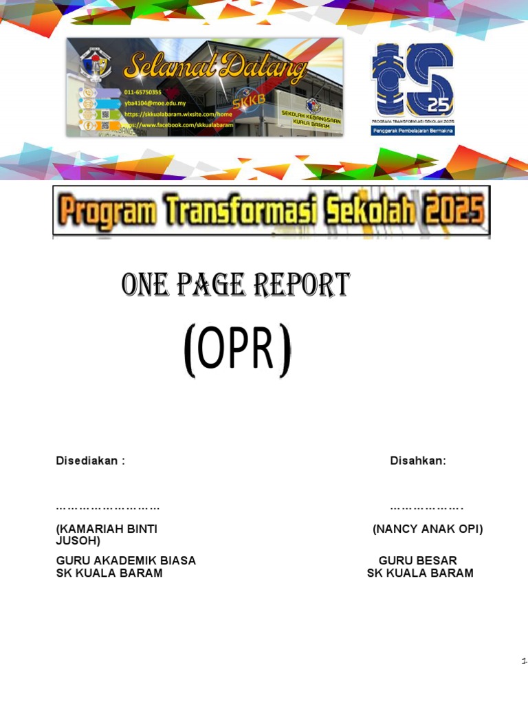 One Page Report (Opr) SK KB 2021 Ts25 | PDF