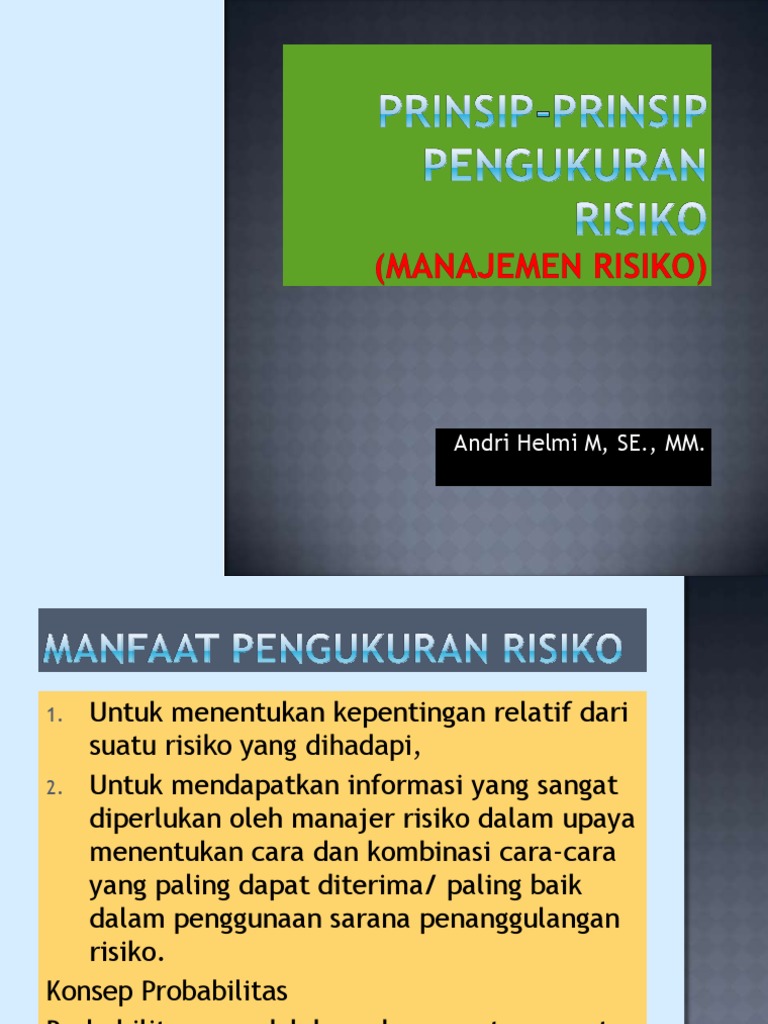 Pertemuan 5 Prinsip Pengukuran Risiko | PDF