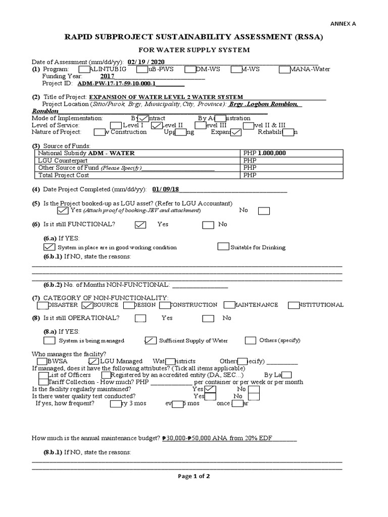 Annex A - Expansion of Level II Water Supply System - Brgy. Logbon ...