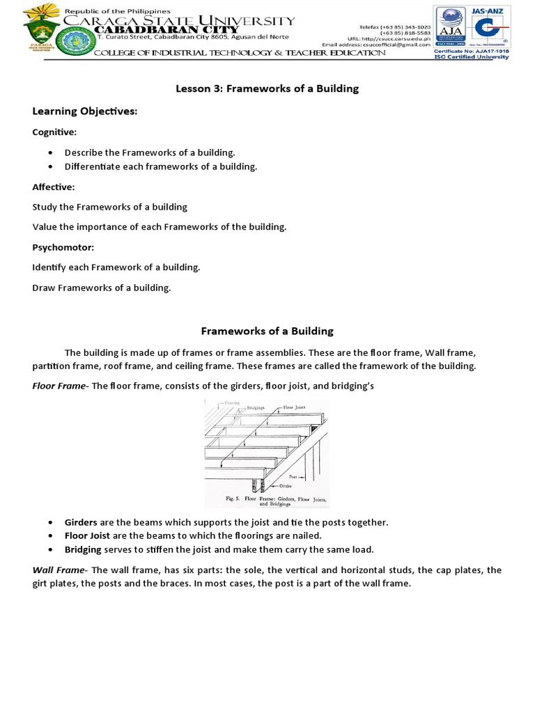 Lesson 3 - FrameworksOfABuilding | PDF | Framing (Construction) | Truss