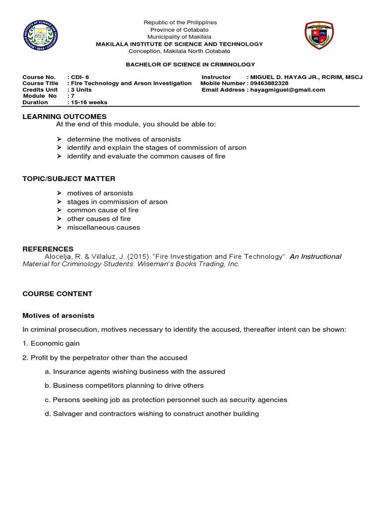 Module - 7 Fire Technology | PDF | Fires | Arson