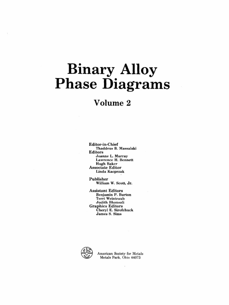 Massalski T.B. - Binary Alloy Phase Diagrams. V. 2 | PDF