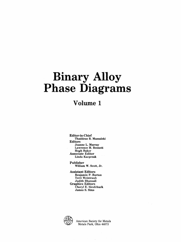Massalski T.B. - Binary Alloy Phase Diagrams. v. 1 | PDF