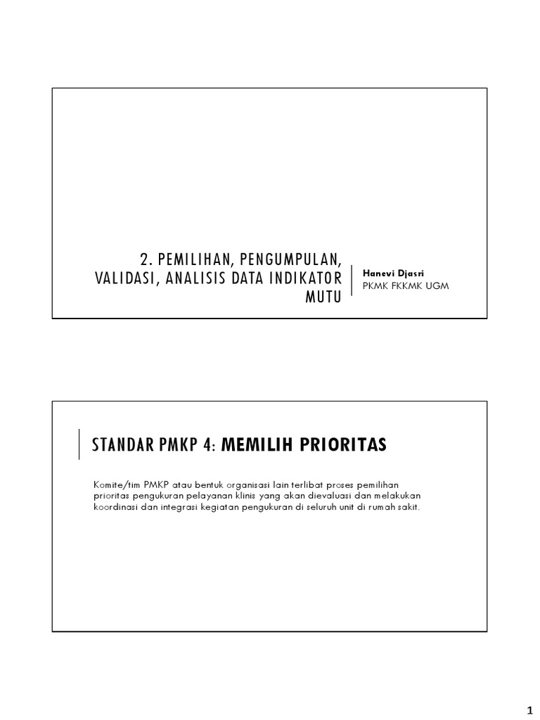 Modul 2 Pemilihan-Pengumpulan-Validasi-Analisis Data Indikator Mutu | PDF