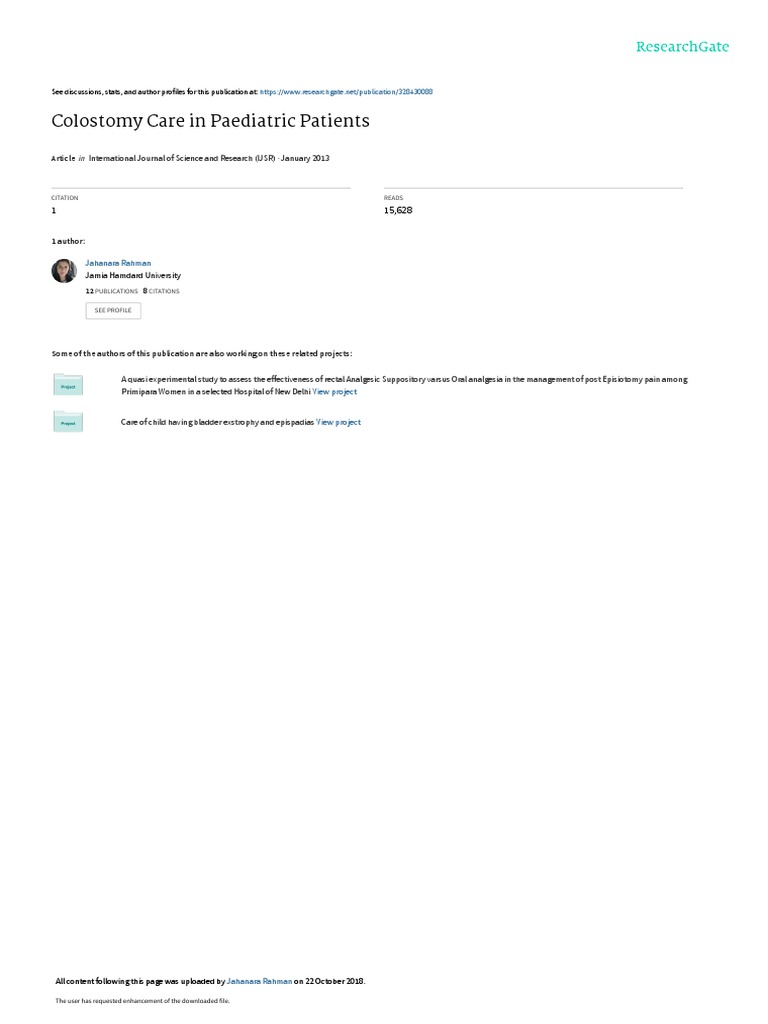 Pediatric Colostomy Care Guide | PDF | Gastroenterology | Medical ...