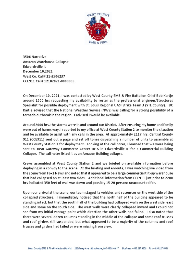 Amazon Warehouse Incident Report | PDF | Column | National Weather Service