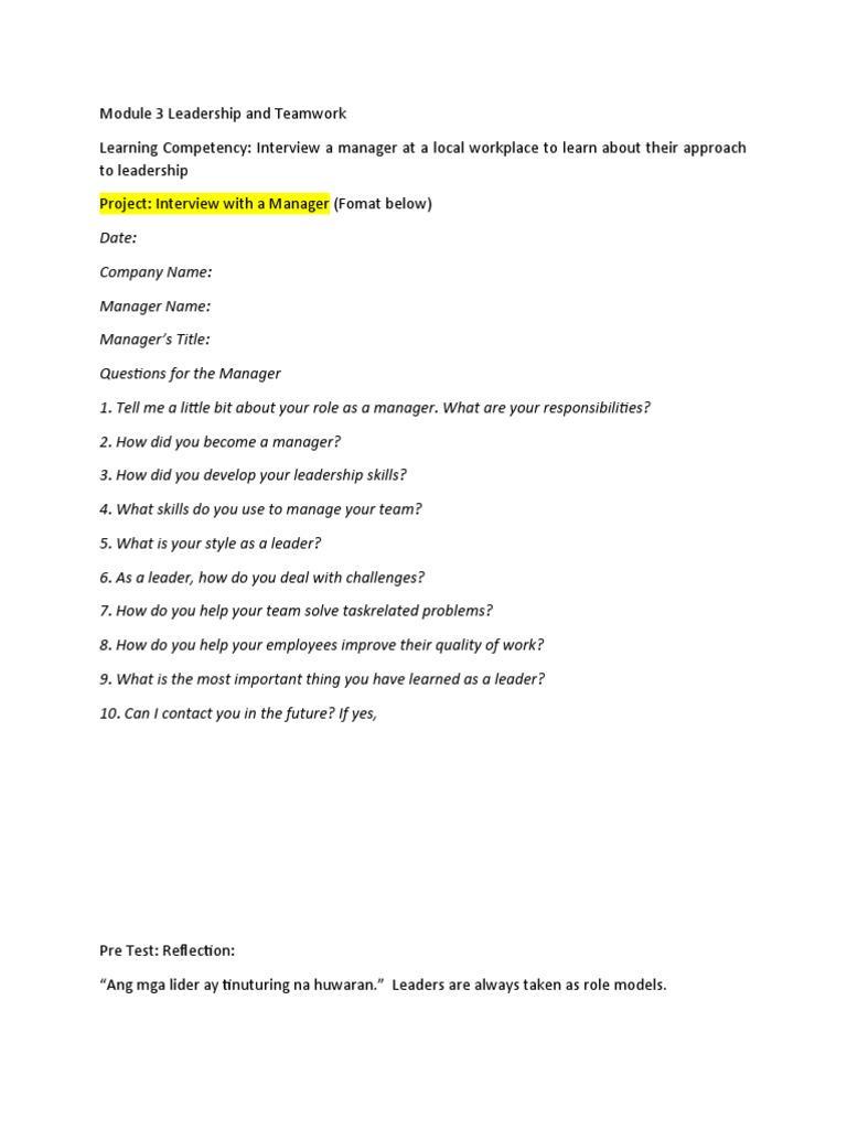 Module 3 Leadership and Teamwork | PDF | Leadership | Leadership
