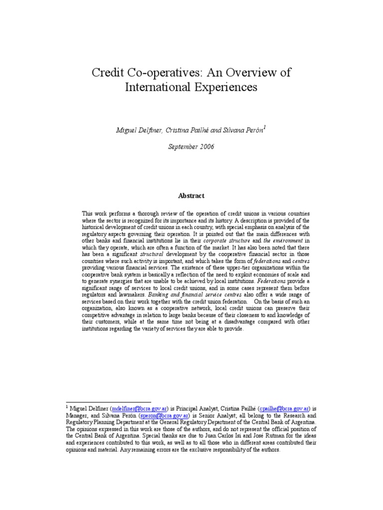 Credit Cooperatives | PDF | National Credit Union Administration ...