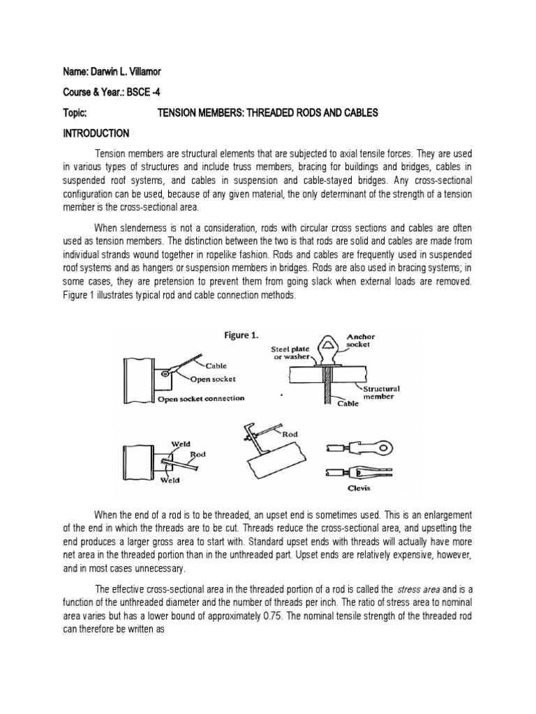 Tension Members (Threaded Rod & Cable) | PDF