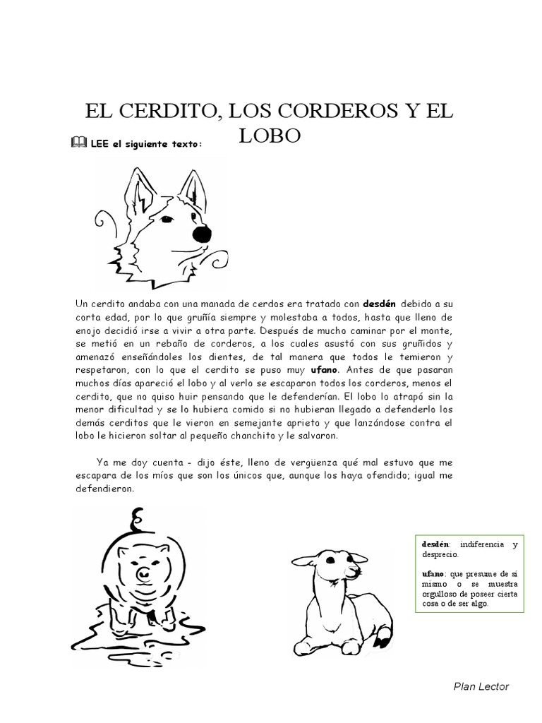 Plan Lector - El Cerdito, Los Corderos y El Lobo | PDF