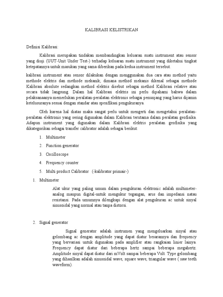 Materi 3 - PJJ2 Kalibrasi Kelistrikan | PDF