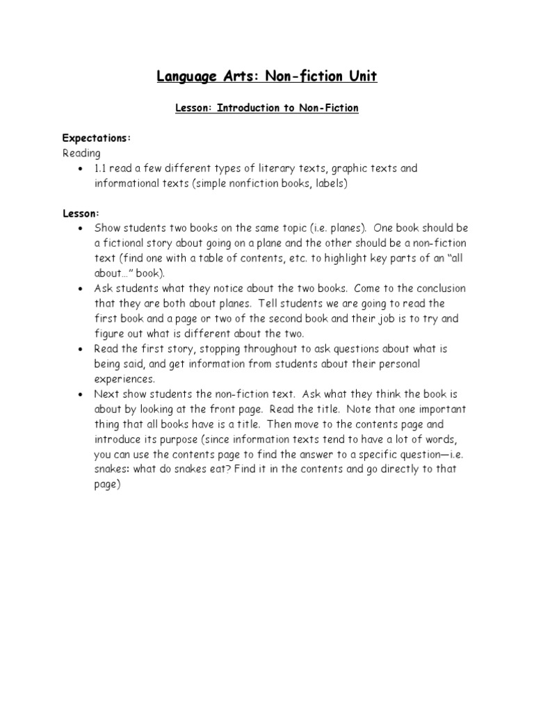 Non Fiction Unit | PDF | Books | Question