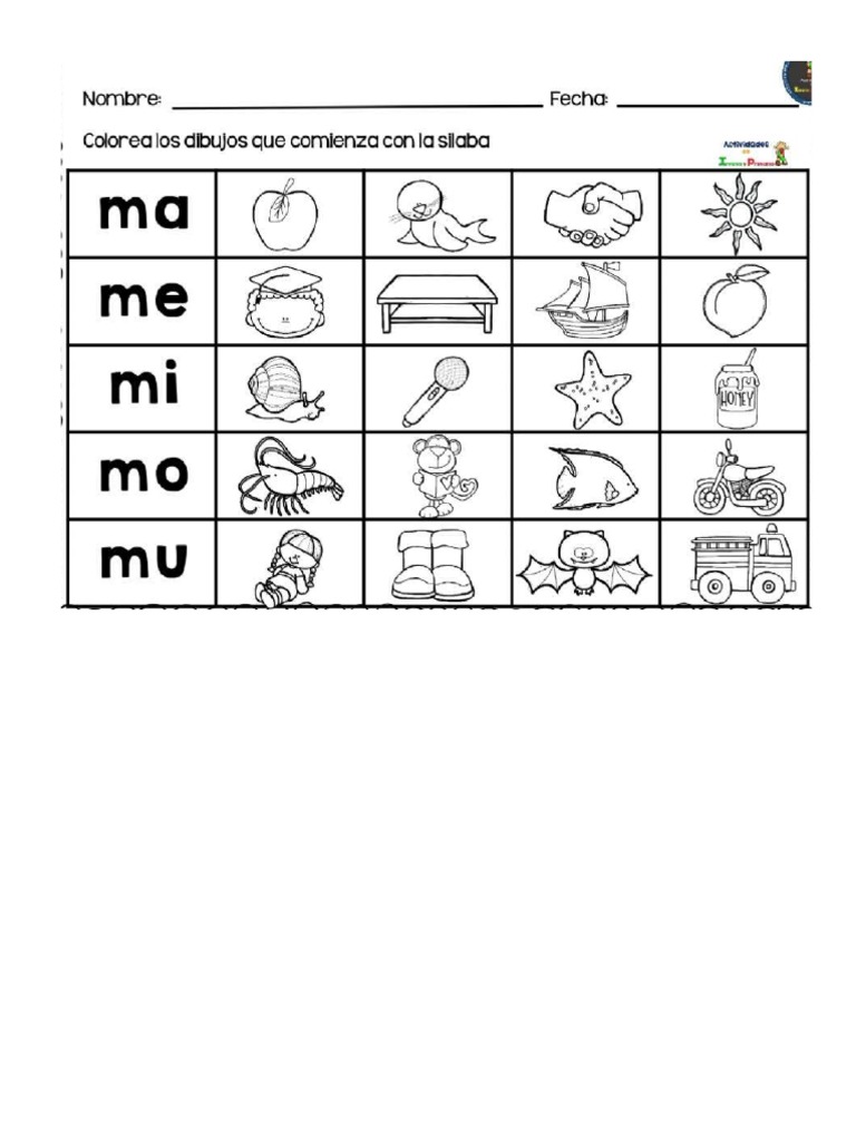Actividades Con La Letra M Pdf