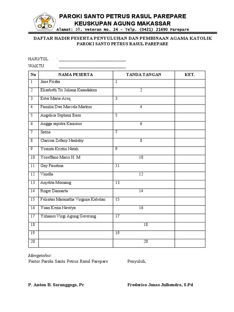 ABSEN PESERTA Penyuluhan Fredy | PDF