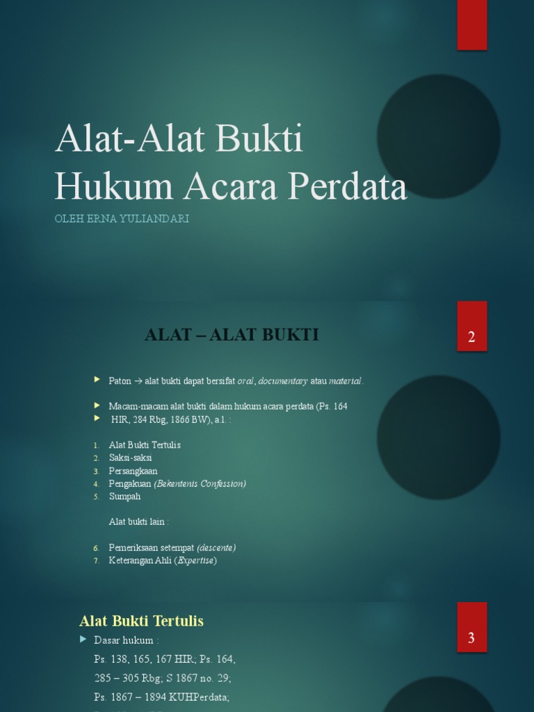 Alat-Alat Bukti Hukum Acara Perdata | PDF