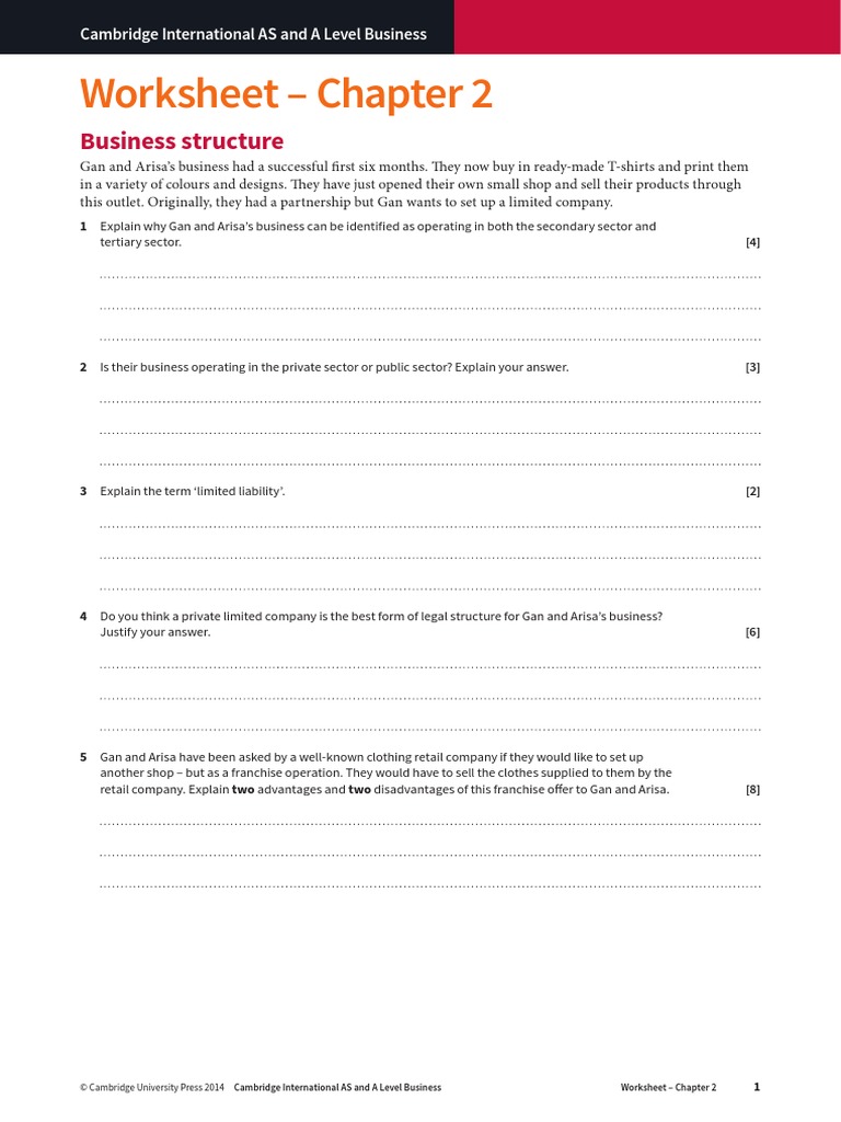Worksheet - Chapter 2: Business Structure | PDF | Law
