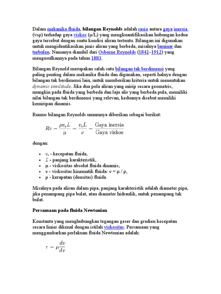 Bilangan Reynold | PDF