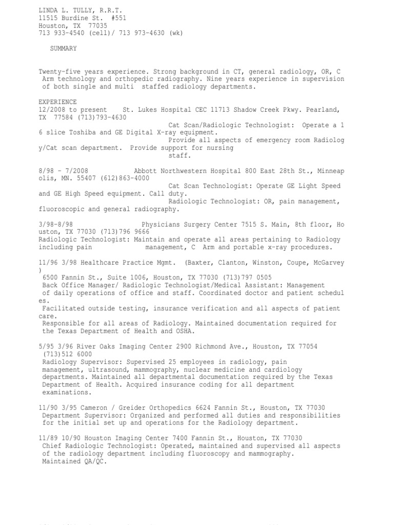 Cat Scan or Rad. Tech | Download Free PDF | Radiology | Ct Scan