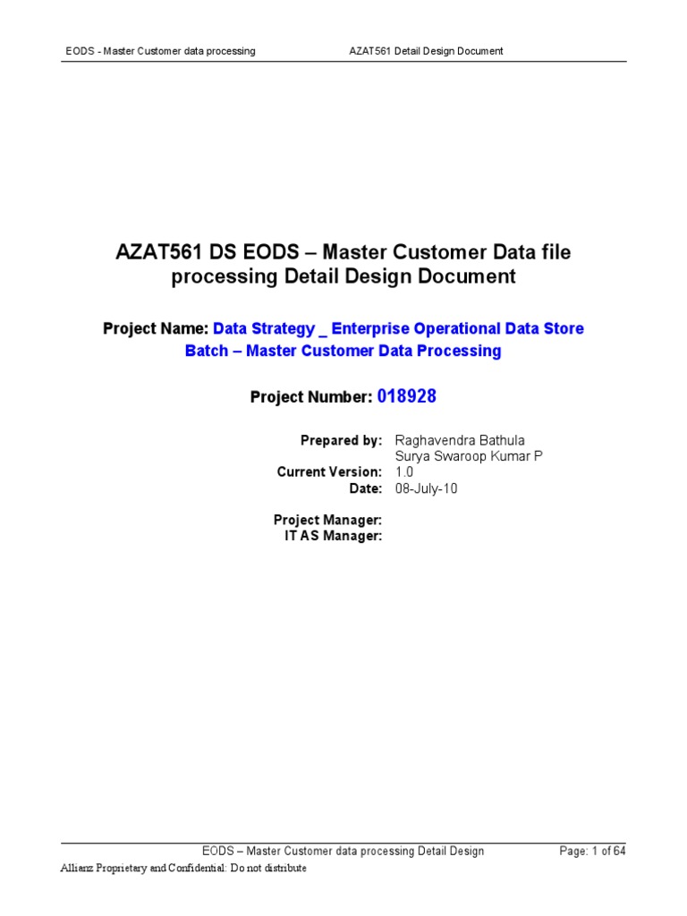 EODS Master Customer Data Processing ETL Design Specification v1.1 ...