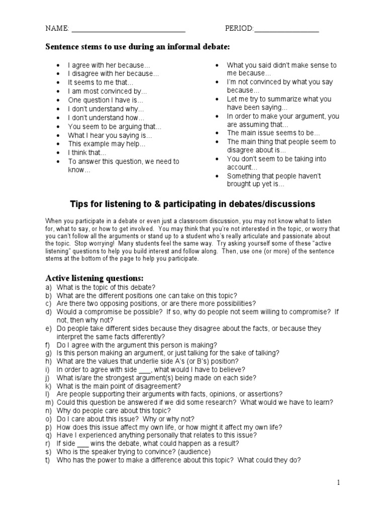 Debate Handouts | PDF