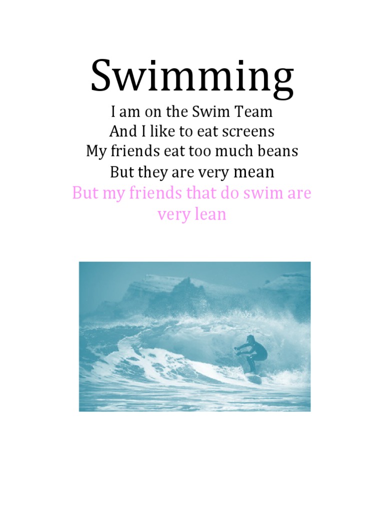 Fun Poem About Swimming Friends | PDF