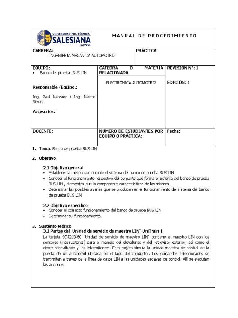 Funcionamiento del Bus LIN Automotriz | PDF | Informática