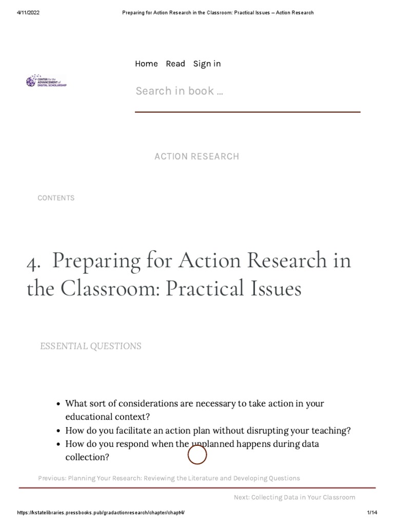 Preparing For Action Research in The Classroom - Practical Issues ...