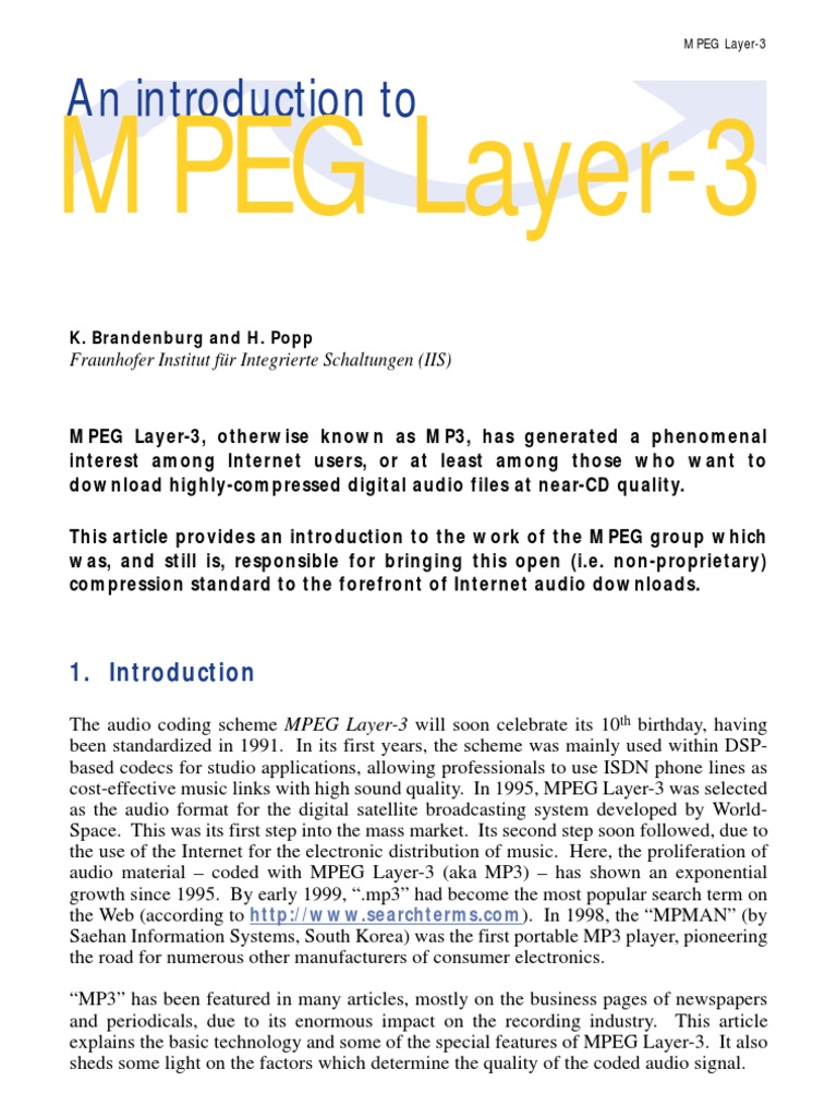 MPEG Layer-3: An Introduction To | PDF | Mp3 | Codec
