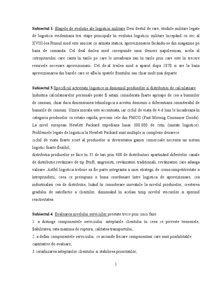Subiecte Examen | PDF