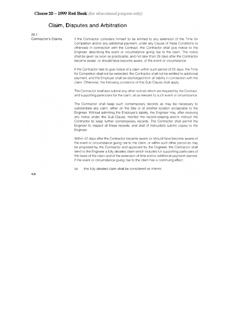 Clause 20 Overview - 1999 Red Book | PDF | Books