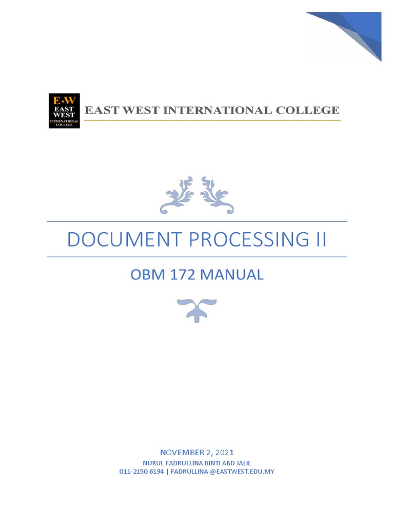 Document Processing Ii: Obm 172 Manual | PDF | Paragraph | Writing
